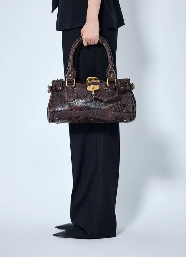 Chloé Paddington Embossed Python Effect Shoulder Bag - Multicolor