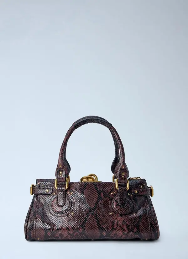 Chloé Paddington Embossed Python Effect Shoulder Bag - Multicolor