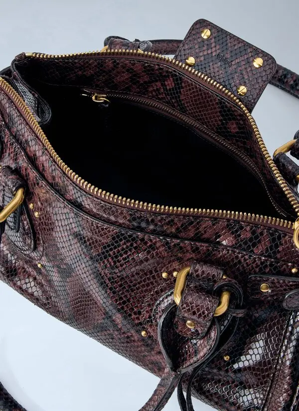 Chloé Paddington Embossed Python Effect Shoulder Bag - Multicolor