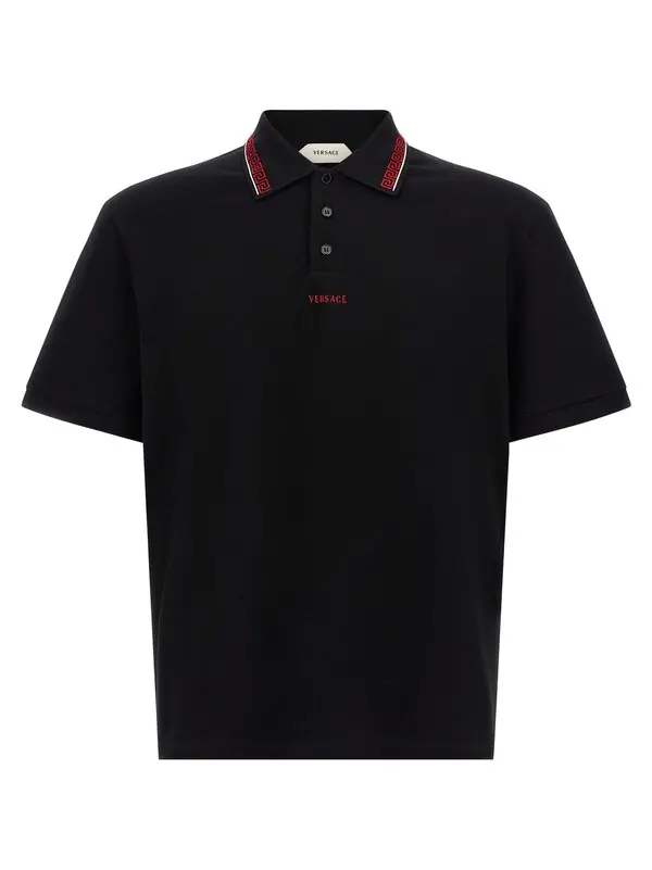 Versace Greca' Polo Shirt - Black