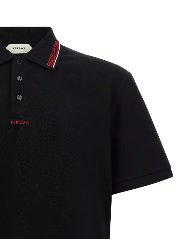 Versace Greca' Polo Shirt - Black