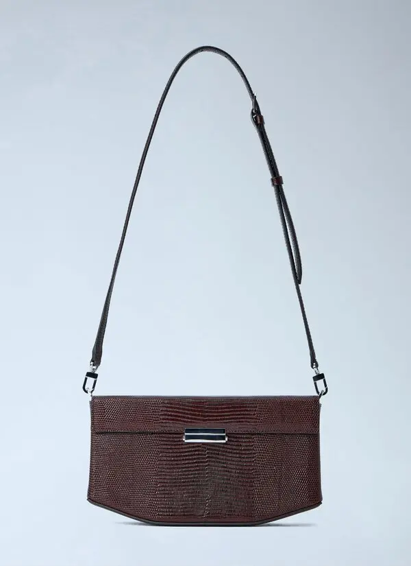 TOTEME Clip Lizard-embossed Shoulder Bag - Brown