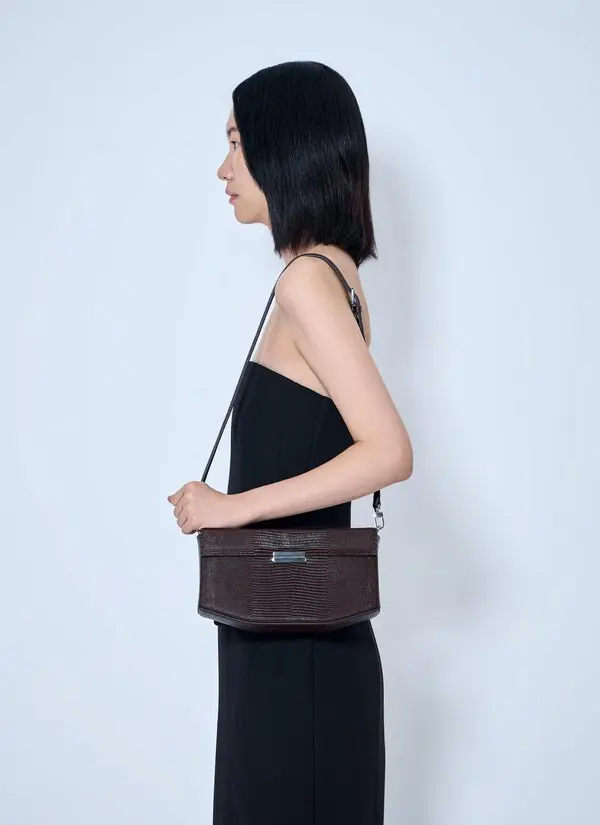 TOTEME Clip Lizard-embossed Shoulder Bag - Brown