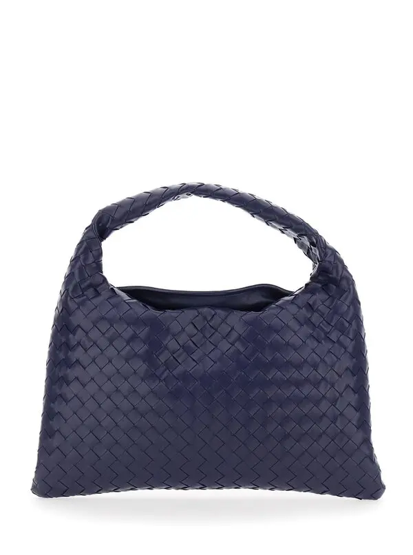 Bottega Veneta Hop' Blue Shoulder Bag With Intreccio Motif In Leather For - Multicolor