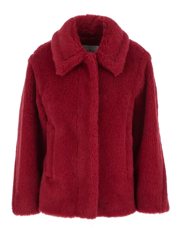 Max Mara Triton' Red Coat With Oversized Classic Collar In Alpaca Blend - Multicolor