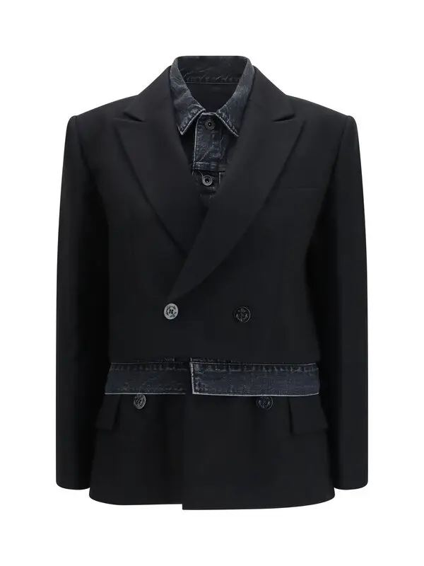 Sacai Wool Flannel And Denim Jacket