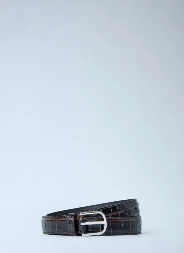 TOTEME Slim Croco-embossed Belt