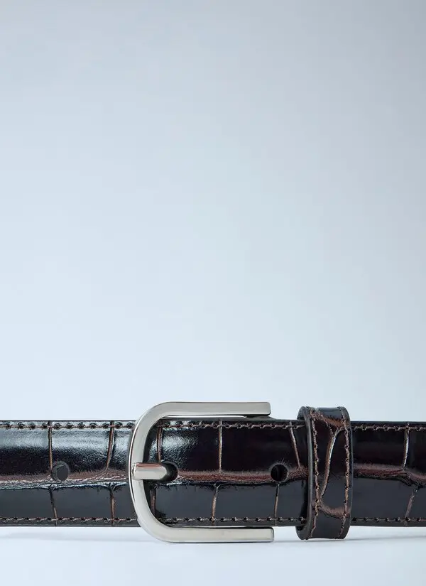 TOTEME Slim Croco-embossed Belt