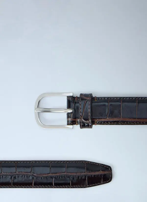 TOTEME Slim Croco-embossed Belt