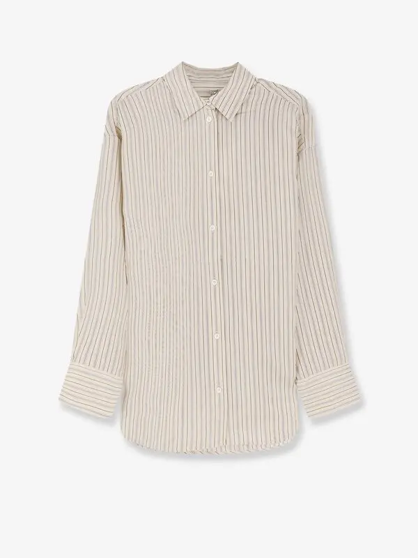 TOTEME Oversized Striped Silk Shirt - Multicolor