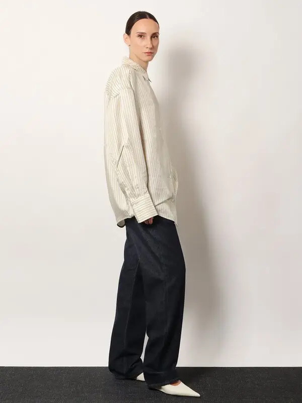 TOTEME Oversized Striped Silk Shirt - Multicolor