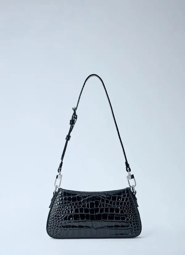VIVIENNE WESTWOOD Croc Effect Shoulder Bag - Black