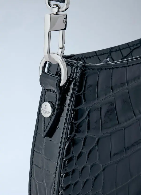 VIVIENNE WESTWOOD Croc Effect Shoulder Bag - Black