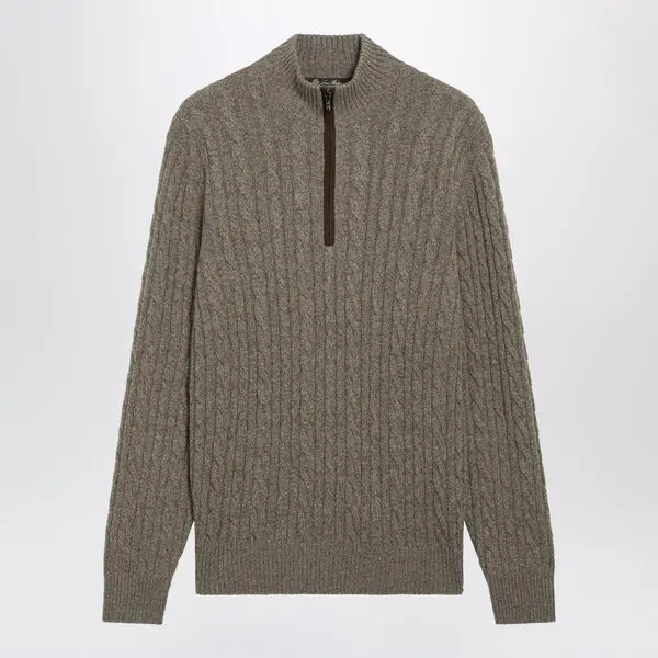 Loro Piana Baby Cashmere Cable-knit Quarter-zip Sweater - Brown
