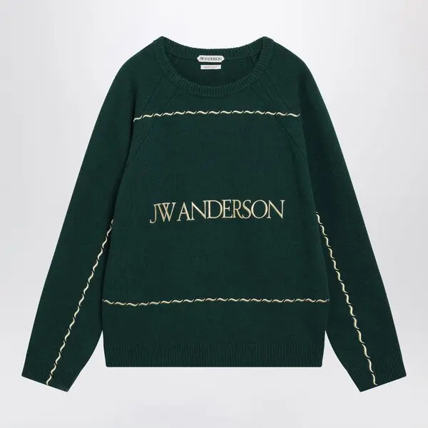 JW Anderson Forest Wool Sweater With Logo Embroidery