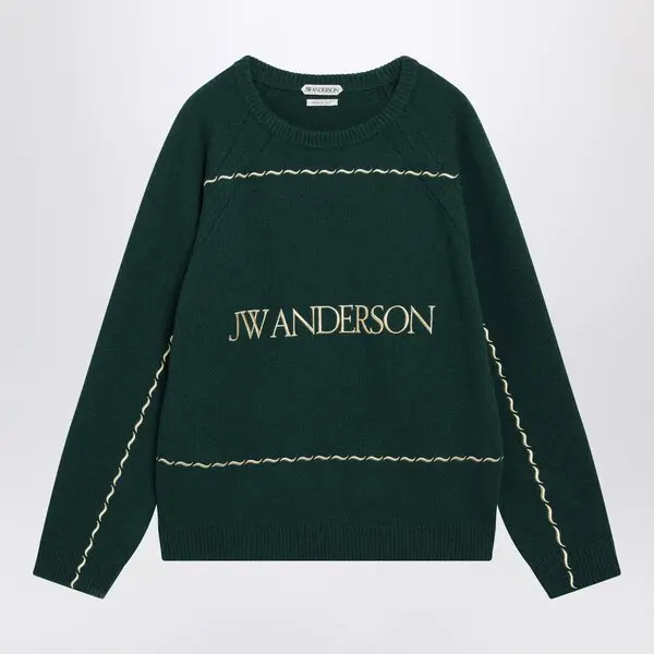 JW Anderson Wool Sweater With Logo Embroidery - Green