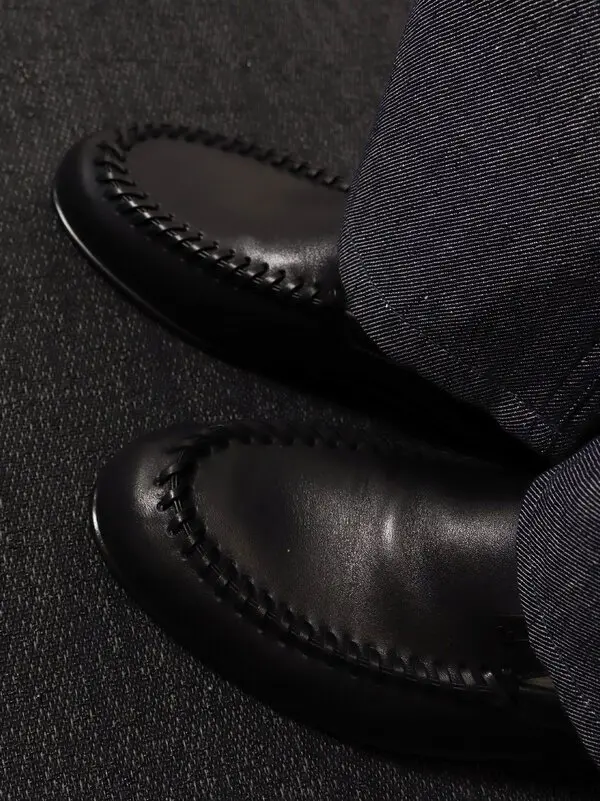 Fendi Leather Loafers With Metal Ff Logo