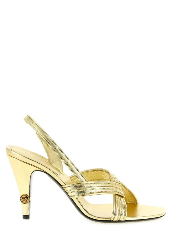 Versace Laminated Metallic Nappa Leather Sandals - Gold
