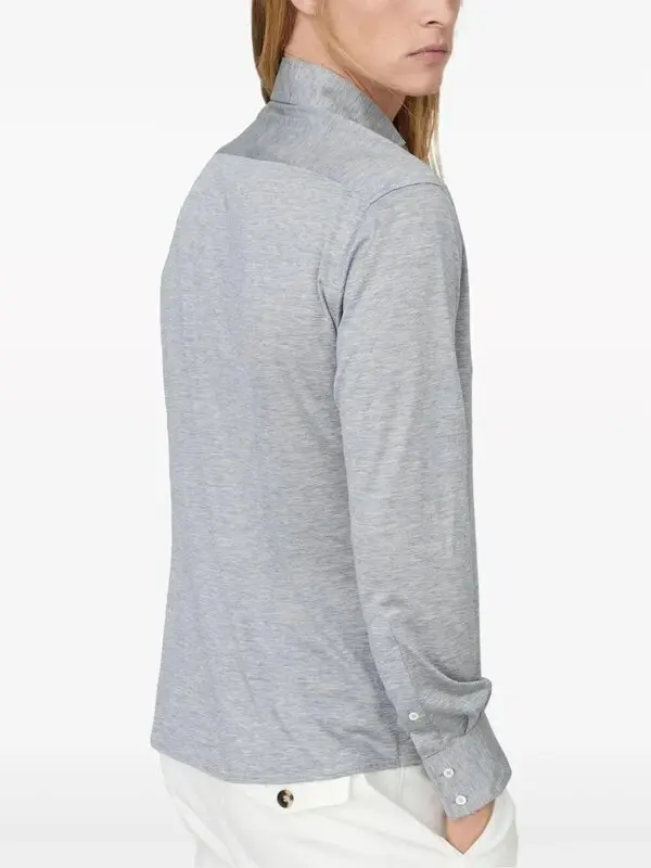 Brunello Cucinelli Silk And Cotton Jersey Shirt With Spread Collar - Multicolor