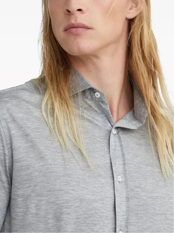 Brunello Cucinelli Silk And Cotton Jersey Shirt With Spread Collar - Multicolor
