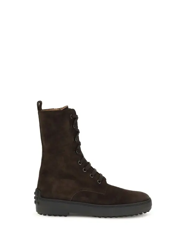 TOD'S Winter Gommino Suede Leather Lace-up Ankle Boots - Brown