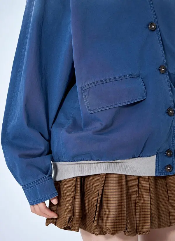 Miu Miu Cotton Twill Blouson Jacket - Blue