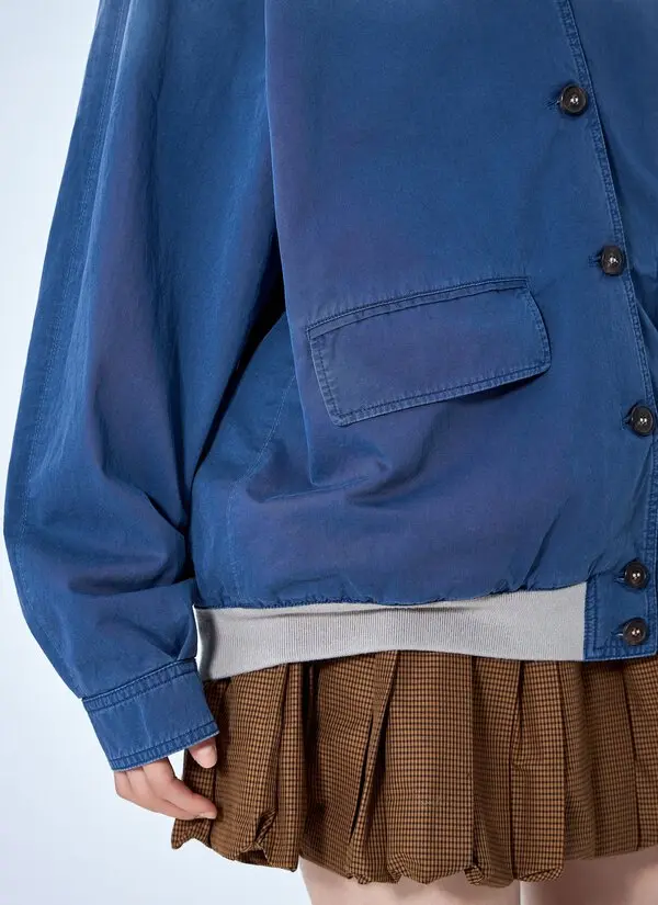 Miu Miu Cotton Twill Blouson Jacket - Blue