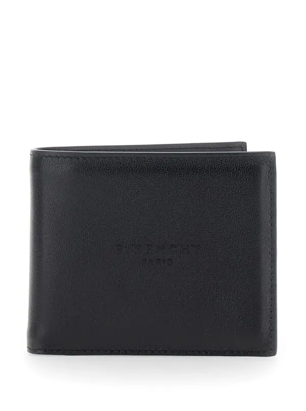 Givenchy Black Bi-fold Wallet With Logo Lettering Embossed On The Front In Pebbled Leather For - Multicolor