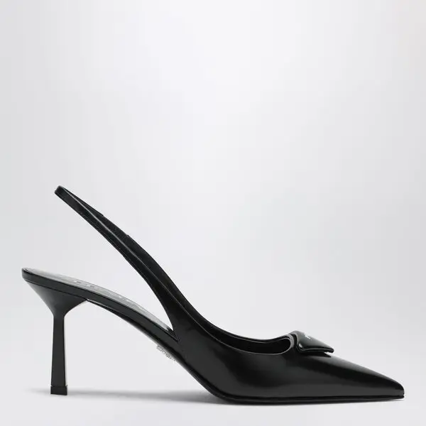 Prada Brushed Leather Slingback Pumps - Black