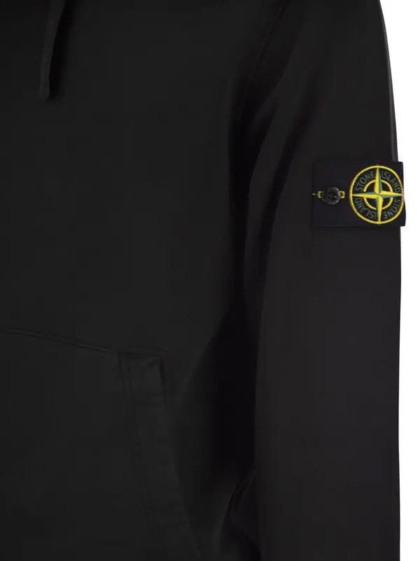 Stone Island Regular Fit Hooded Sweatshirt - Black