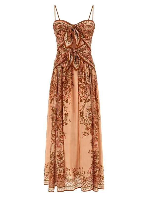 Zimmermann Aster Silk Paisley Midi Dress - Pink