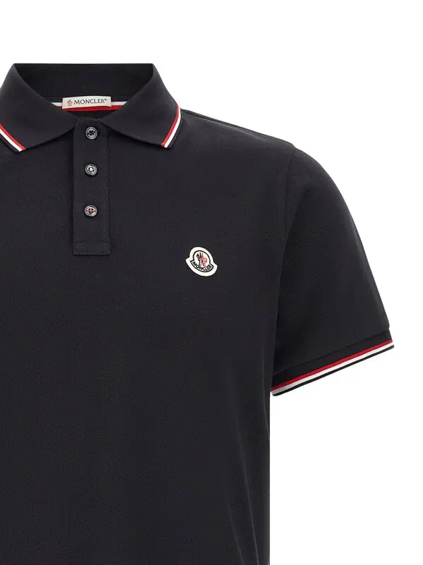 Moncler Tricolor Trim Polo Shirt