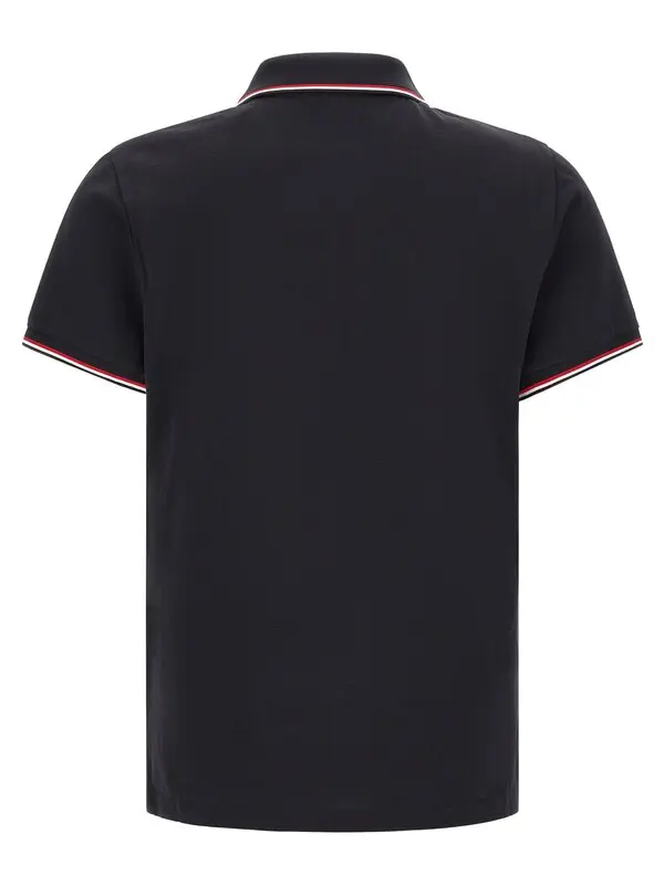 Moncler Tricolor Trim Polo Shirt - Blue