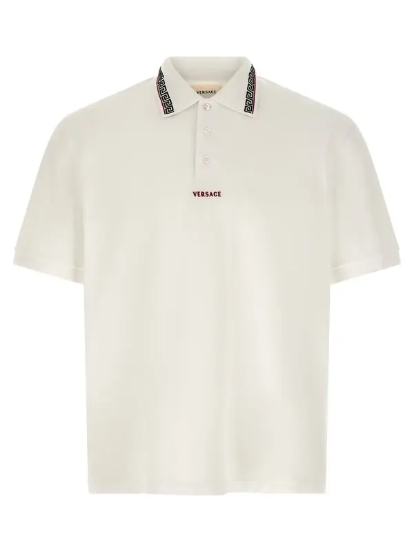 Versace Greca' Polo Shirt - White