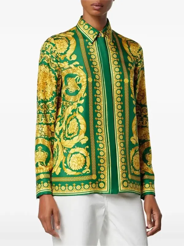 Versace Formal Shirt With Baroque Heritage Print - Multicolor