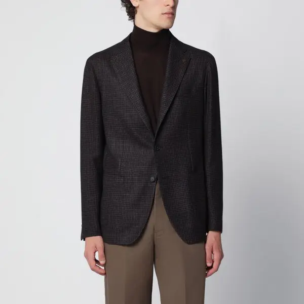 Tagliatore Single-breasted Jacket With A Micro Check Pattern - Brown