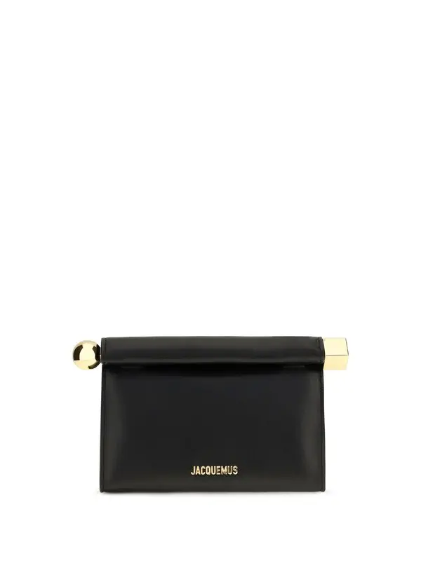 Jacquemus Rond Carré Leather Shoulder Bag - Black