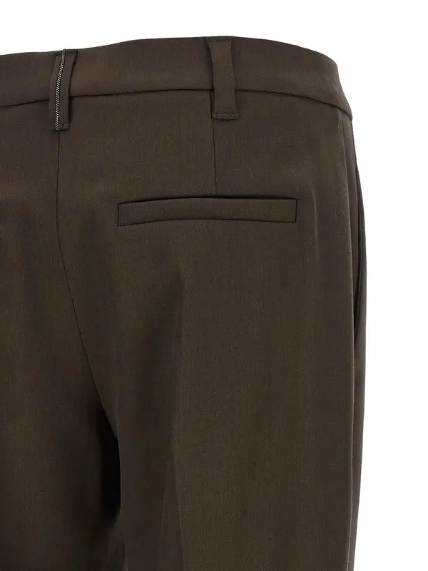 Brunello Cucinelli Monile Virgin Wool Trousers - Brown