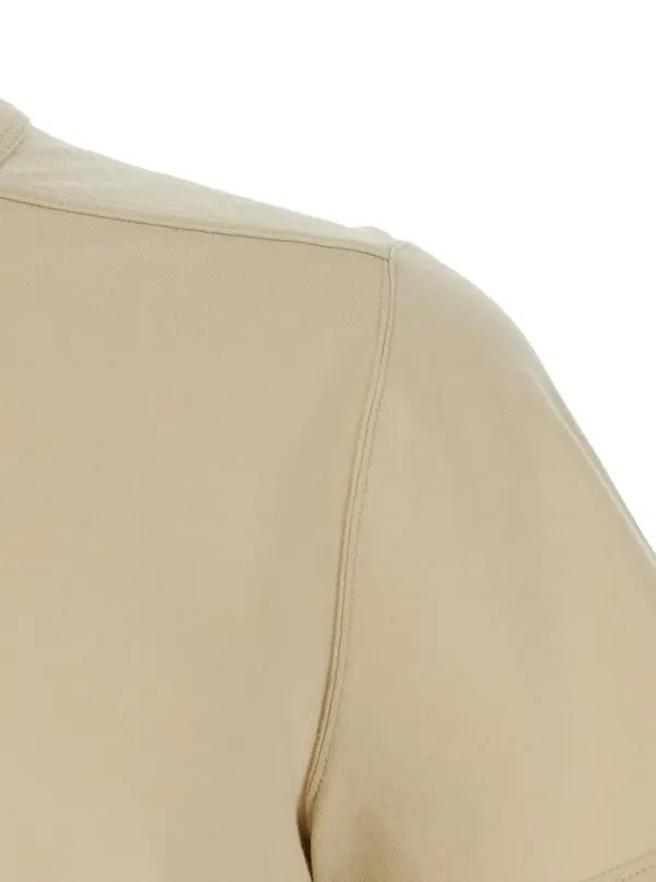 Rick Owens Crew Neck T-shirt With Tone-on-tone Stitching In Beige Cotton For - Cream