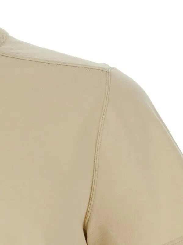 Rick Owens Crew Neck T-shirt With Tone-on-tone Stitching In Beige Cotton For - Cream