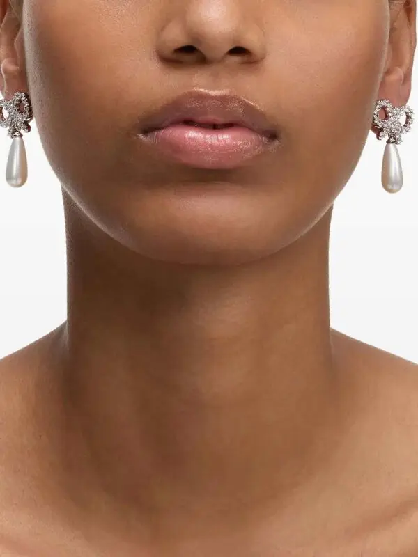 SELF-PORTRAIT Bow And Pearl Earrings