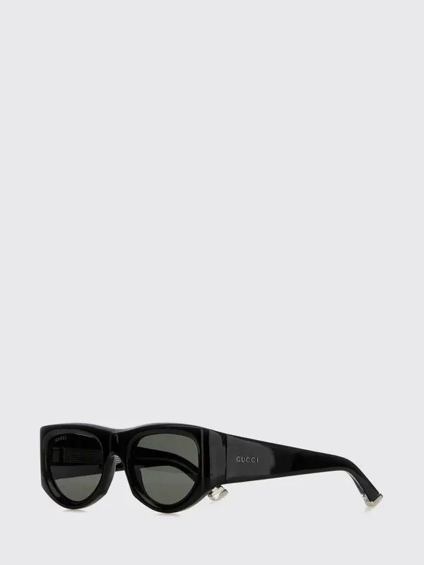 Gucci Rounded-frame Sunglasses In Acetate With Lettering Logo - Black
