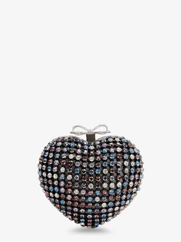 SELF-PORTRAIT Crystal Heart Clutch Bag - Multicolor
