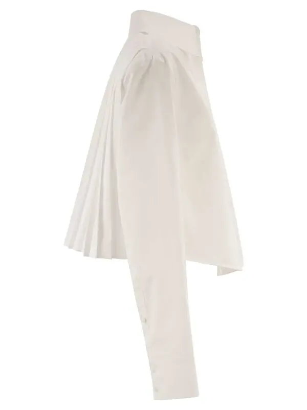 Sportmax Spxceppo Cotton Crop Top With Pleated Back - White