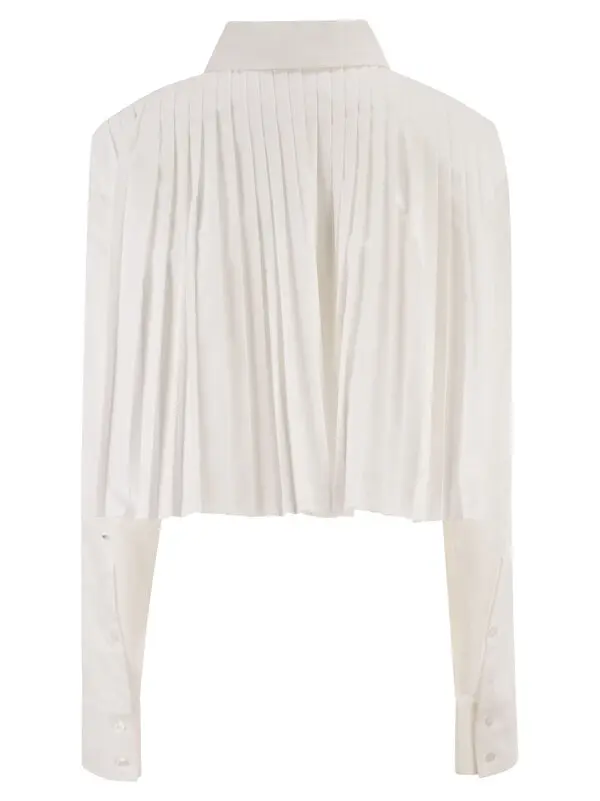 Sportmax Cotton Crop Top With Pleated Back - White