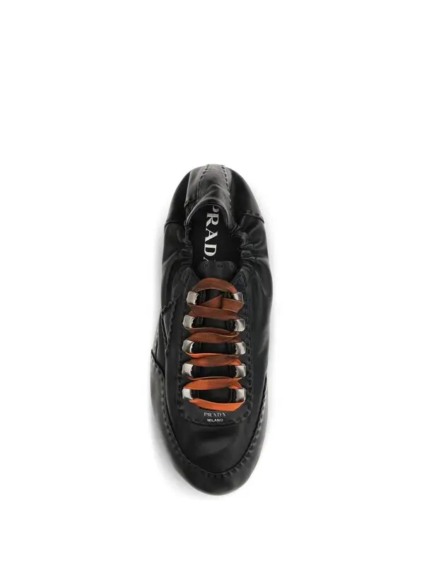 Prada Collapse Aged Nappa Leather Sneakers