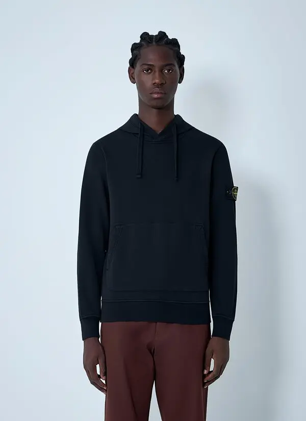 Stone Island Compass Patch Hooded Sweatshirt - Black