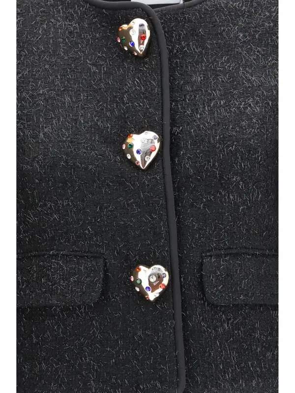 SELF-PORTRAIT Metallic Bouclé Jacket With Faux Fur Cuffs