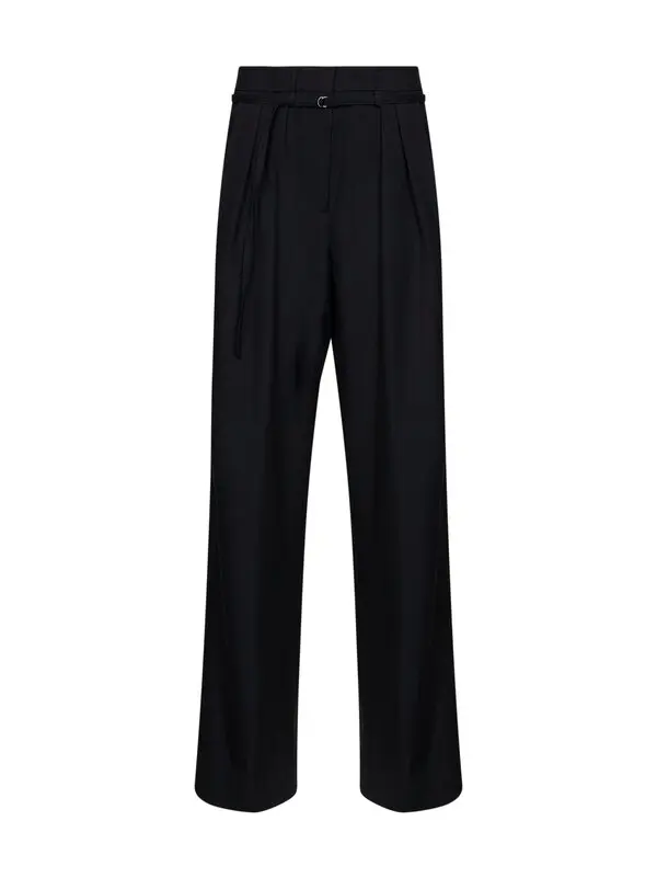 Dries Van Noten Black Wool Peacha Belted Trousers