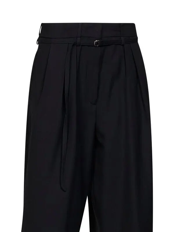 Dries Van Noten Black Wool Peacha Belted Trousers